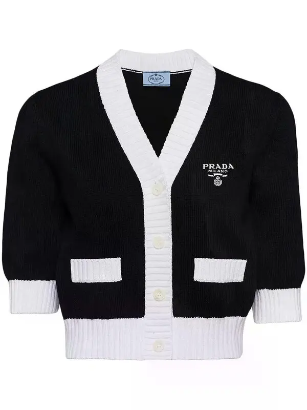 Prada Cropped Cotton Cardigan - Black