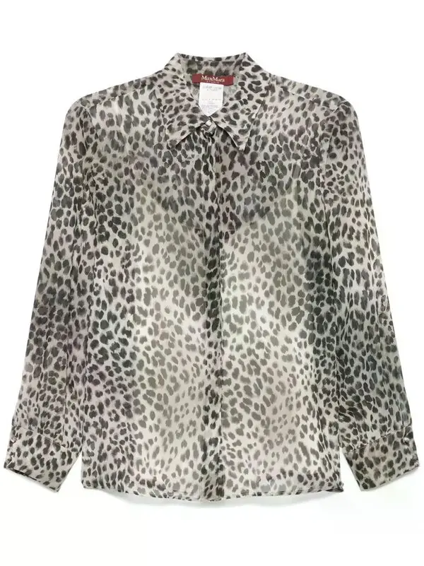 Max Mara Valzer Leopard Print Silk Shirt
