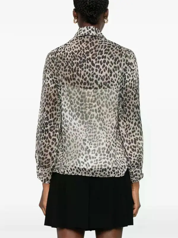 Max Mara Valzer Leopard Print Silk Shirt