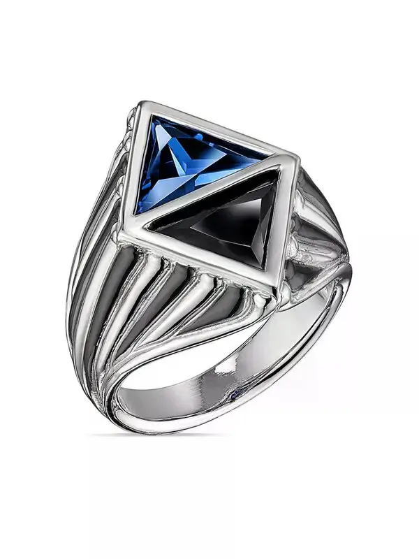 ANABELA CHAN 18k White Gold Signet Ring With Sapphire And Diamond - Silver