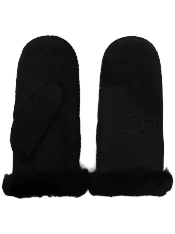 UGG Logo-embroidered Shearling Mittens - Black