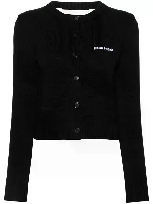 Palm Angels Logo-embroidered Cropped Cardigan