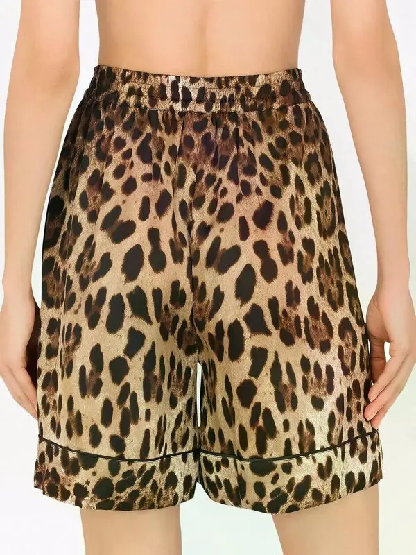 Dolce & Gabbana Leopard-print Silk Shorts - Brown