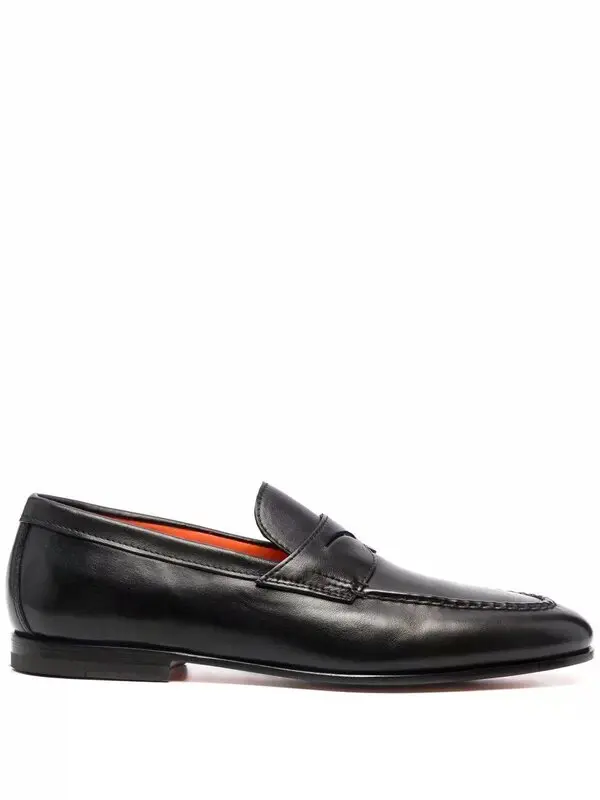 Santoni Leather Penny Loafers