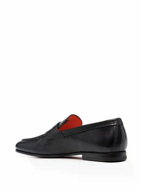 Santoni Leather Penny Loafers