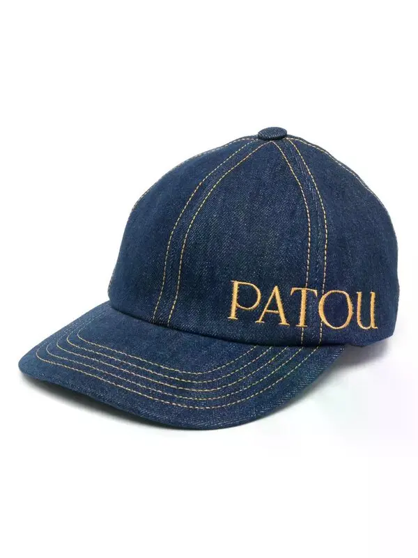 PATOU Logo-embroidered Denim Cap - Blue