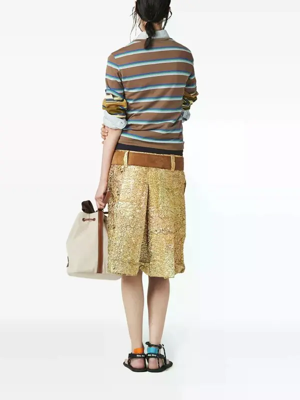 Miu Miu Logo-patch Striped T-shirt