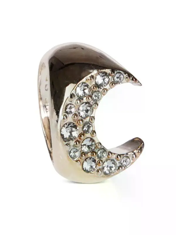 MARINE SERRE Tone Brass Ring With Engraved Logo - Silver