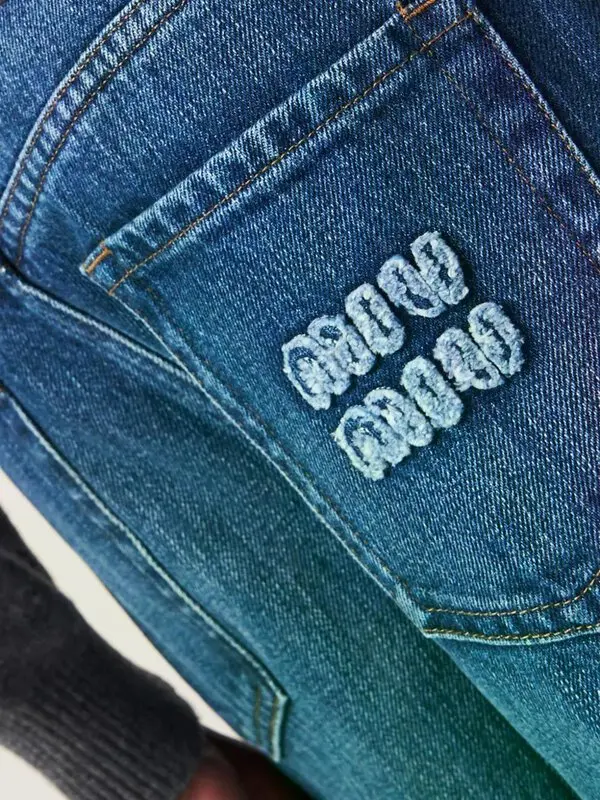 Miu Miu Logo Denim Jeans - Blue