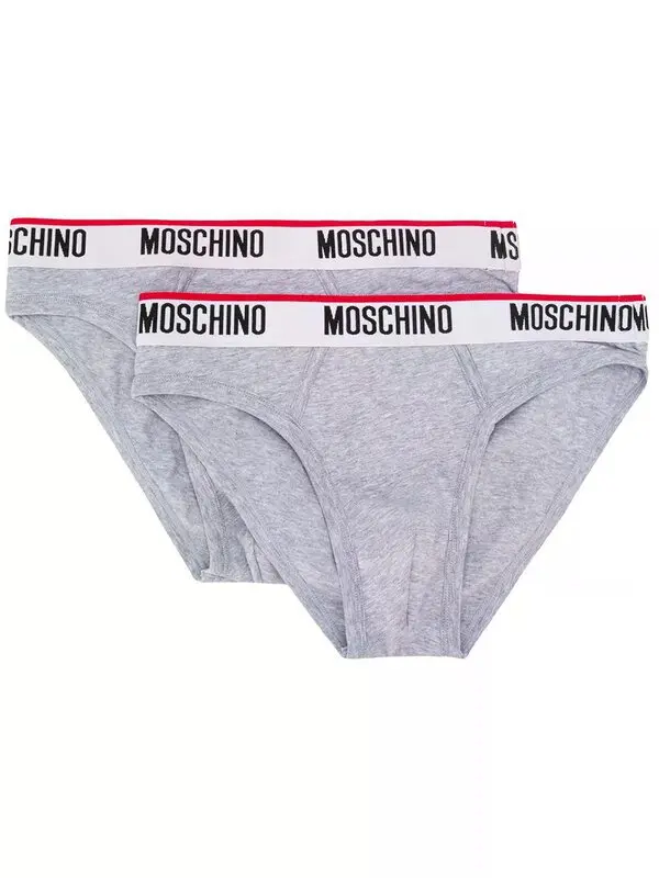 Moschino Twin-pack Logo Band Briefs - Grey