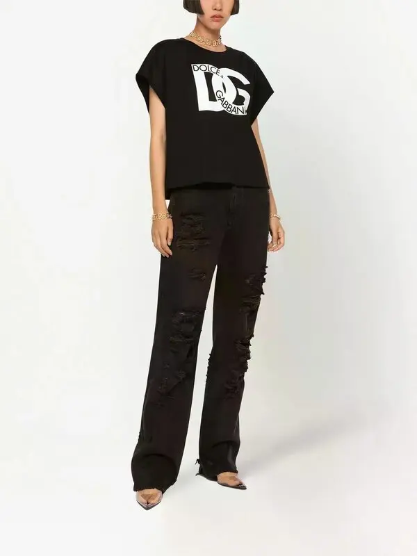 Dolce & Gabbana High-waisted Distressed Flared Jeans