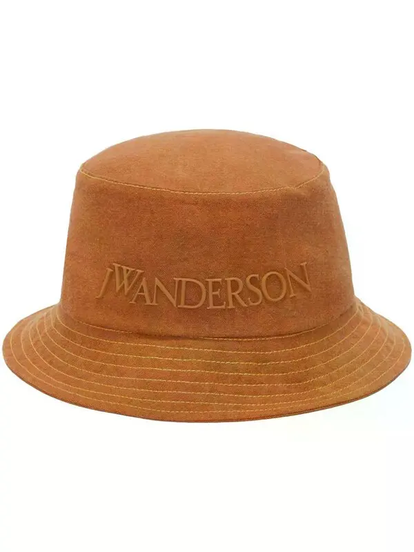 JW Anderson Logo-embossed Cotton Bucket Hat - Brown
