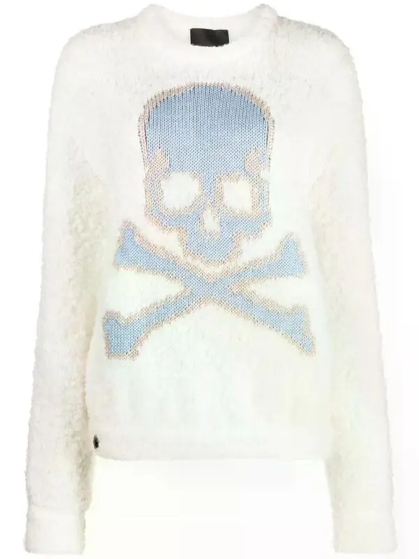 Philipp Plein Skull & Bones Knitted Jumper - Neutrals