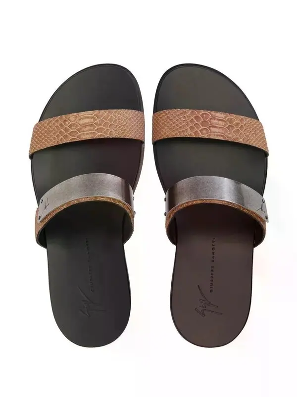 GIUSEPPE ZANOTTI Ignazio Double-strap Slide Sandals - Brown