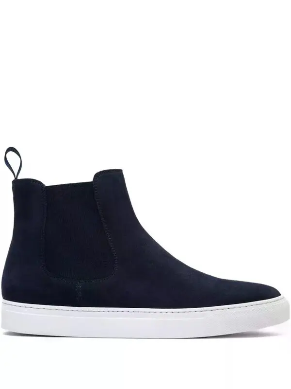 SCAROSSO Leather Slip-on High-top Sneakers - Blue