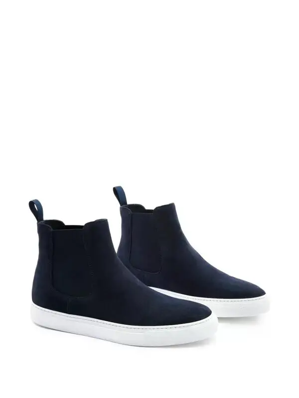 SCAROSSO Leather Slip-on High-top Sneakers - Blue