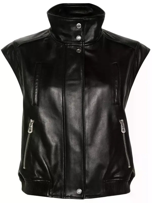 Pinko Leather Biker Gilet