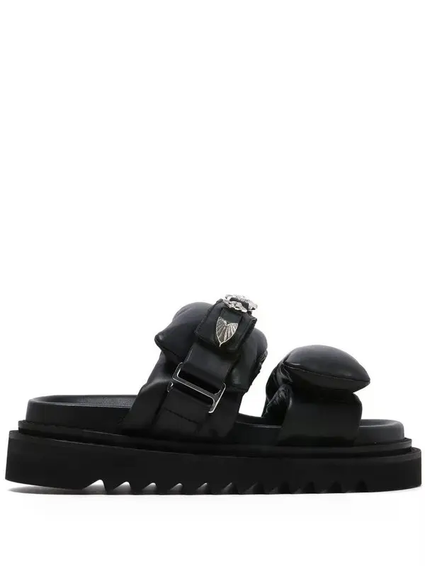 Toga Buckled Leather Sandals - Black