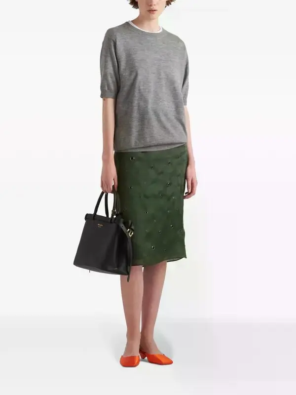Prada Triangle-logo Cashmere Knitted Top - Grey