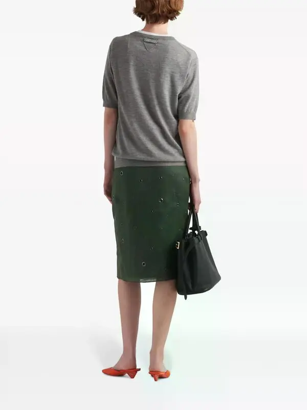 Prada Triangle-logo Cashmere Knitted Top - Grey