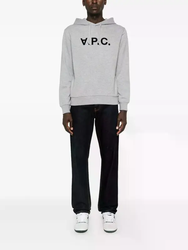 A.p.c. Flocked-logo Cotton Hoodie