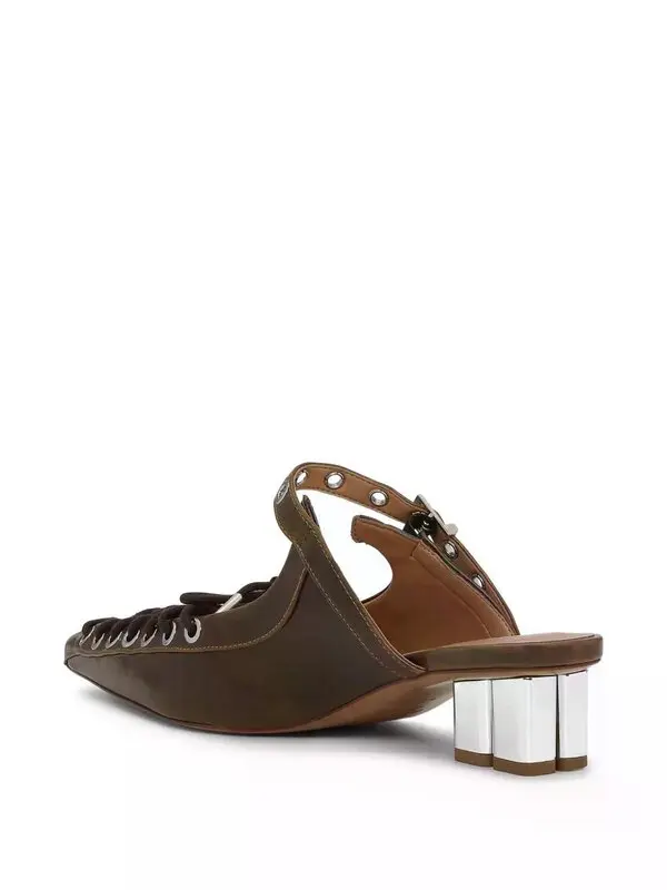 GANNI 35mm Eyelet-embellished Mules - Green