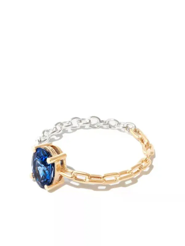 Yvonne Léon 9kt Gold Solitaire Sapphire Ring - Silver