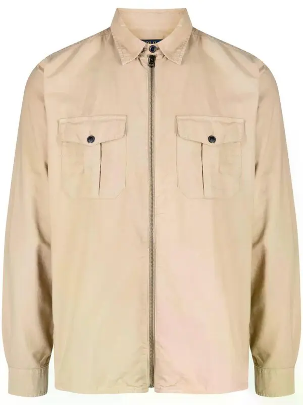 Polo Ralph Lauren Long-sleeve Cotton Zipped Shirt - Brown