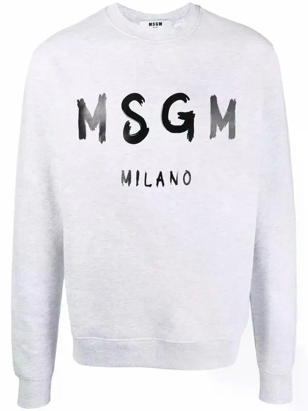 MSGM Logo-print Crew Neck Sweatshirt - Grey