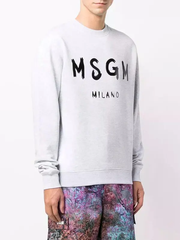 MSGM Logo-print Crew Neck Sweatshirt - Grey