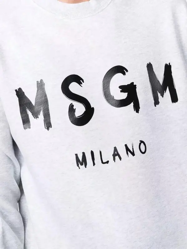 MSGM Logo-print Crew Neck Sweatshirt - Grey
