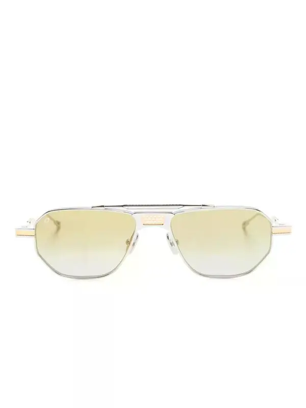 T HENRI EYEWEAR Logo-print Square-frame Sunglasses - Silver