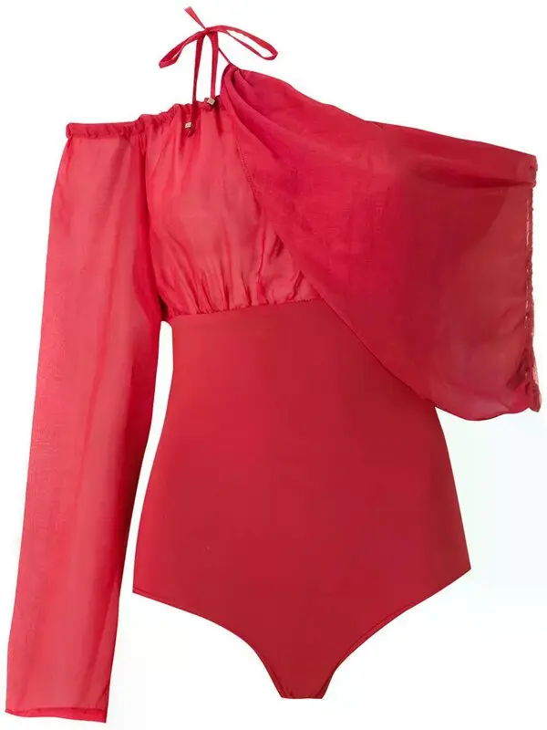 AMIR SLAMA Draped One-shoulder Bodysuit