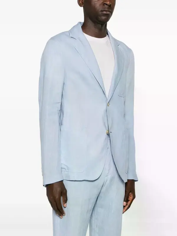 Canali Single-breasted Linen Blazer - Blue