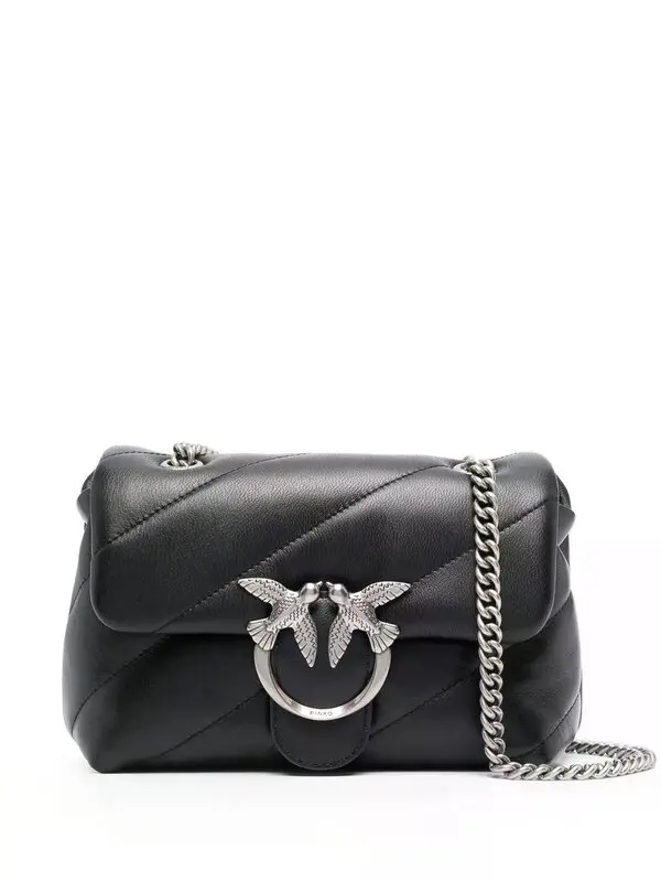 Pinko Small Love Puff Leather Shoulder Bag - Black