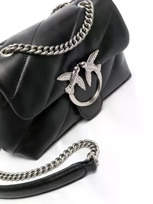 Pinko Small Love Puff Leather Shoulder Bag - Black