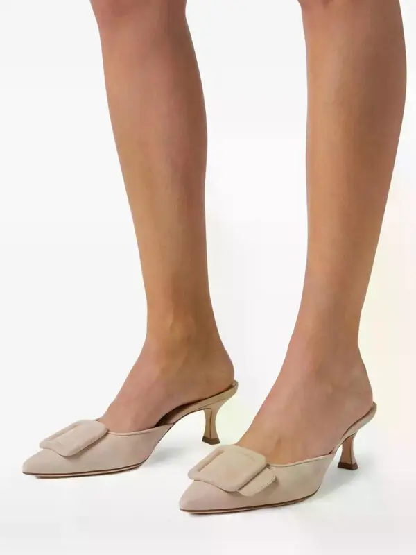 Manolo Blahnik Maysale 50mm Suede Pumps - Neutrals