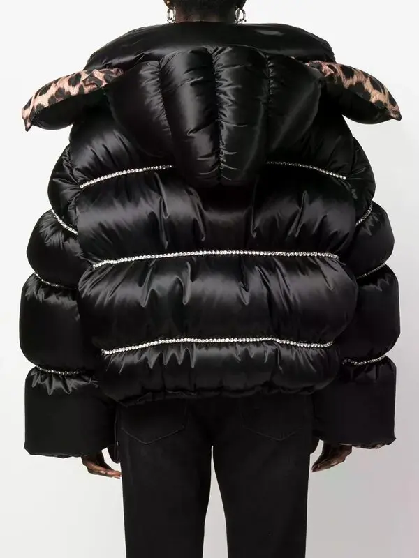 Philipp Plein Flame Embellished Oversized Puffer Jacket