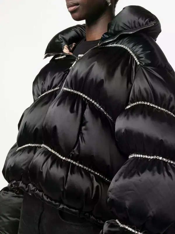 Philipp Plein Flame Embellished Oversized Puffer Jacket