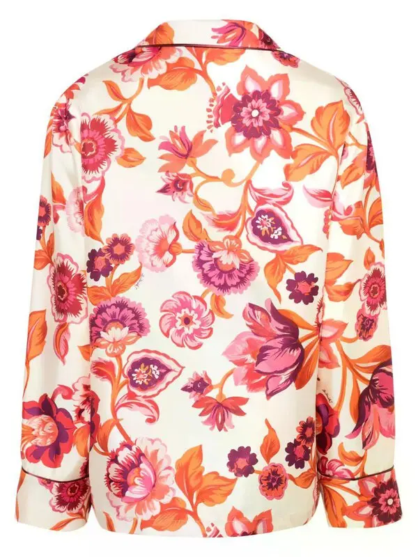 La DoubleJ Floral-print Silk Pajama Shirt