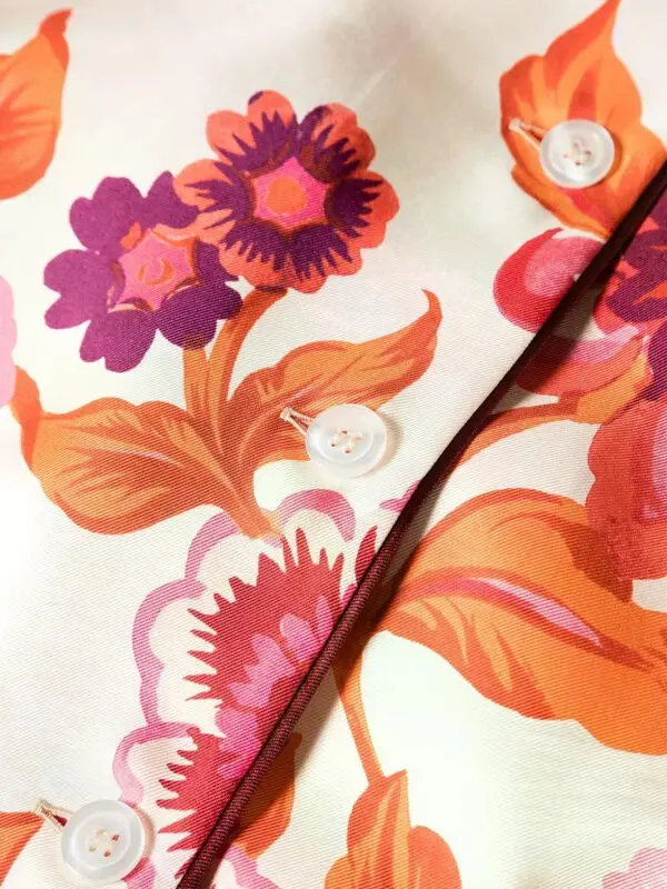 La DoubleJ Floral-print Silk Pajama Shirt