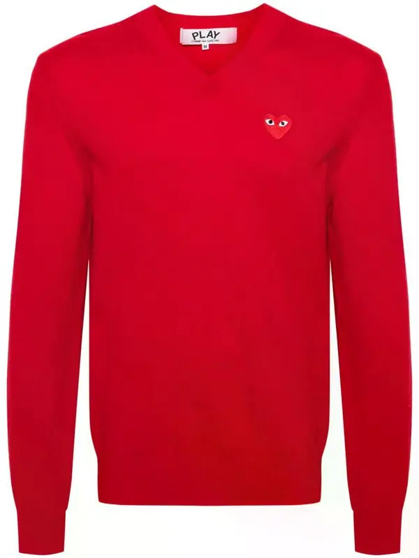 Play Comme Des Garcon Heart-patch Wool Jumper