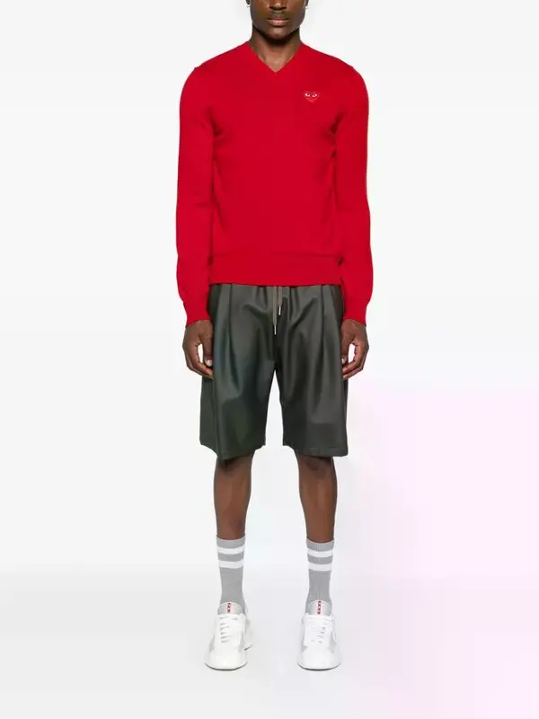 Play Comme Des Garcon Heart-patch Wool Jumper