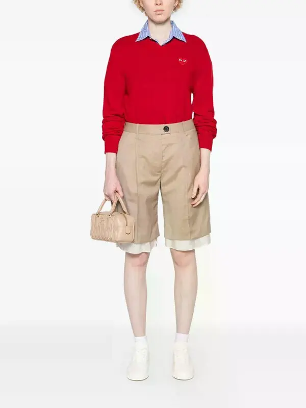 Play Comme Des Garcon Heart-patch Wool Jumper