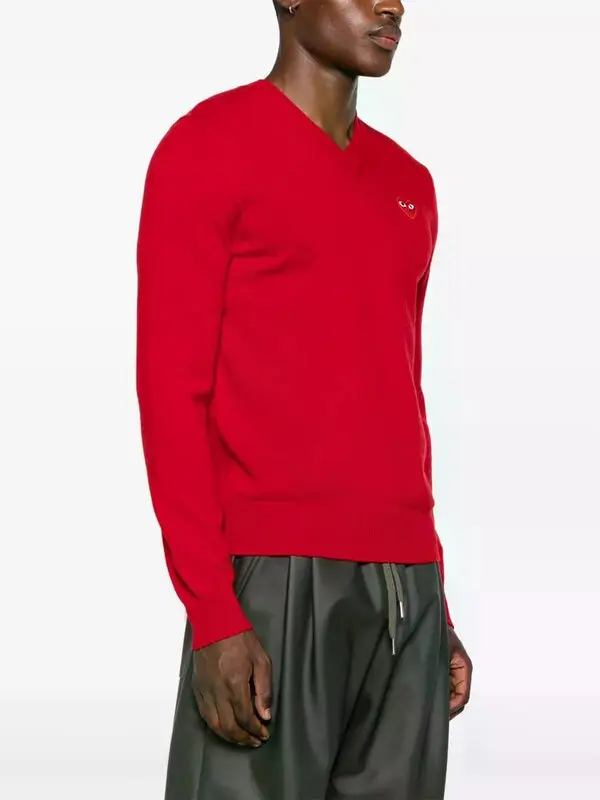 Play Comme Des Garcon Heart-patch Wool Jumper