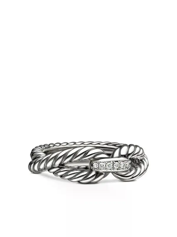 David Yurman Sterling Cable Loop Diamond Band Ring - Silver