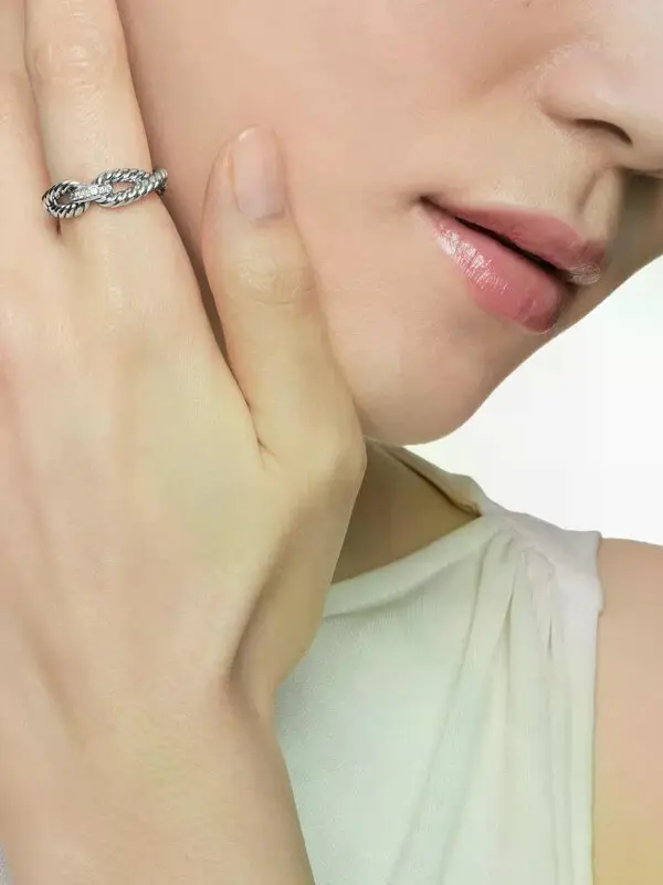 David Yurman Sterling Cable Loop Diamond Band Ring