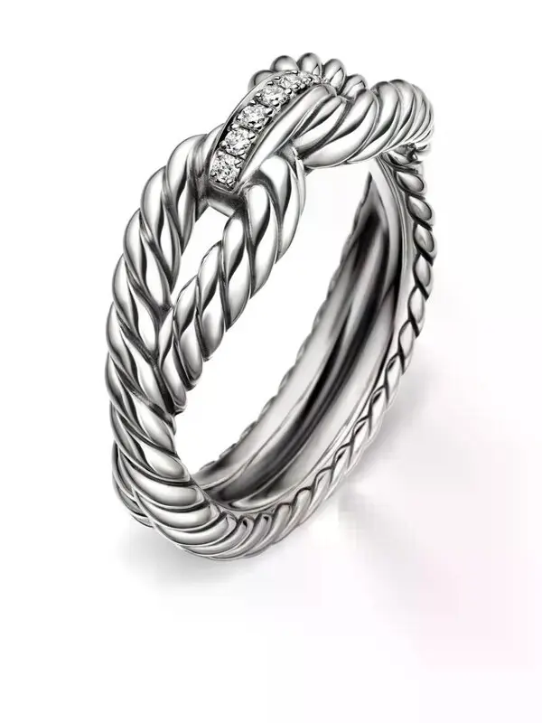 David Yurman Sterling Cable Loop Diamond Band Ring