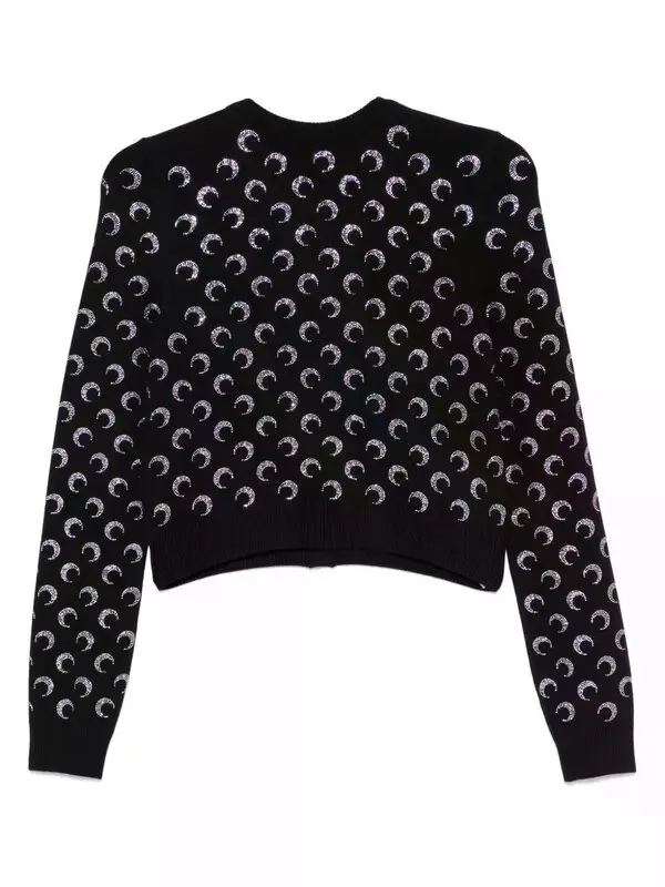 MARINE SERRE Crescent Moon Rhinestoned Cardigan