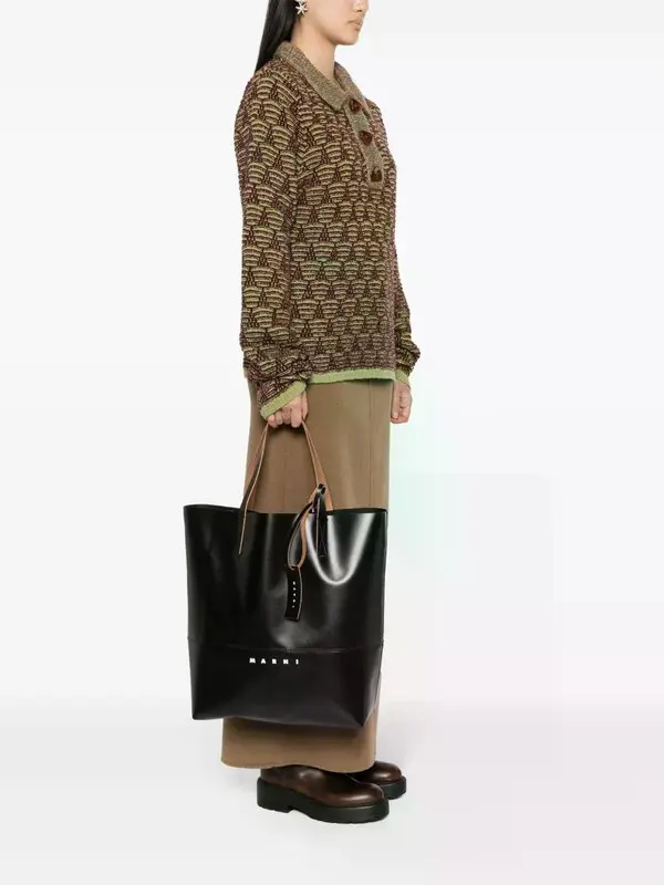 Marni Tribeca Logo-print Faux-leather Tote Bag